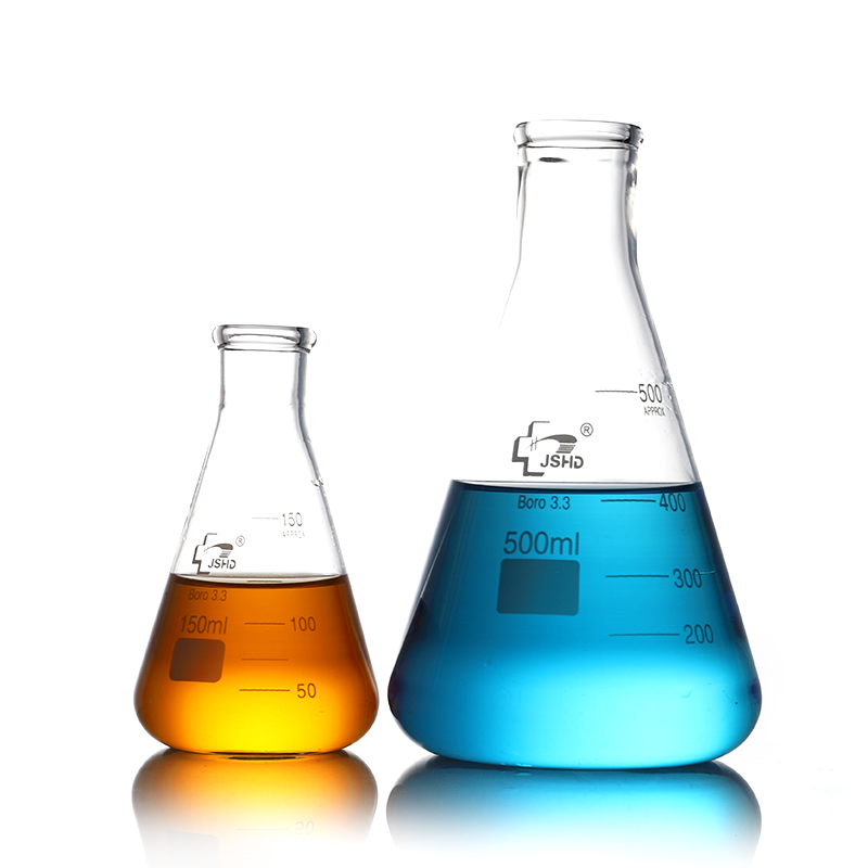 Glass Conical Flask (Erlenmeyer Flask) - Narrow Neck, With Graduations ...